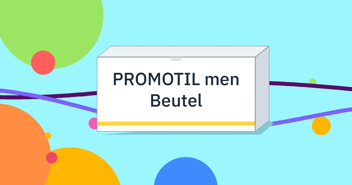 Symbolbild: Packung mit der Aufschrift PROMOTIL men Beutel (PZN 14018216) – Verfügbarkeit und Bezug in Apotheken in Frankfurt am Main
