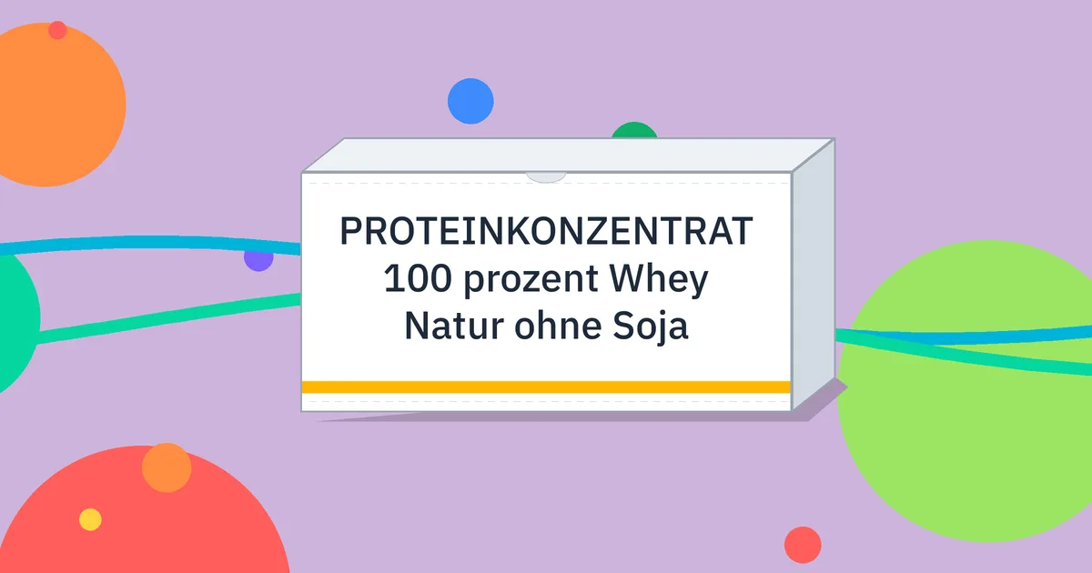 Symbolbild: Packung mit der Aufschrift PROTEINKONZENTRAT 100 prozent Whey Natur ohne Soja (PZN 12530080) – Verfügbarkeit und Bezug in Apotheken in Frankfurt am Main