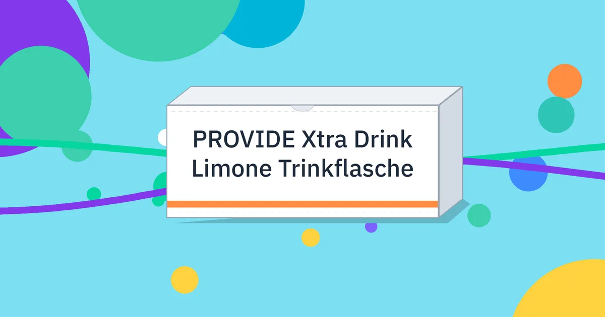 Symbolbild: Packung mit der Aufschrift PROVIDE Xtra Drink Limone Trinkflasche (PZN 19468415) – Verfügbarkeit und Bezug in Apotheken in Frankfurt am Main