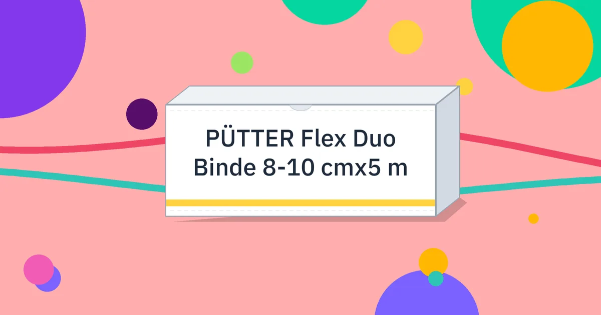Symbolbild: Packung mit der Aufschrift PÜTTER Flex Duo Binde 8-10 cmx5 m (PZN 18734257) – Verfügbarkeit und Bezug in Apotheken in Frankfurt am Main