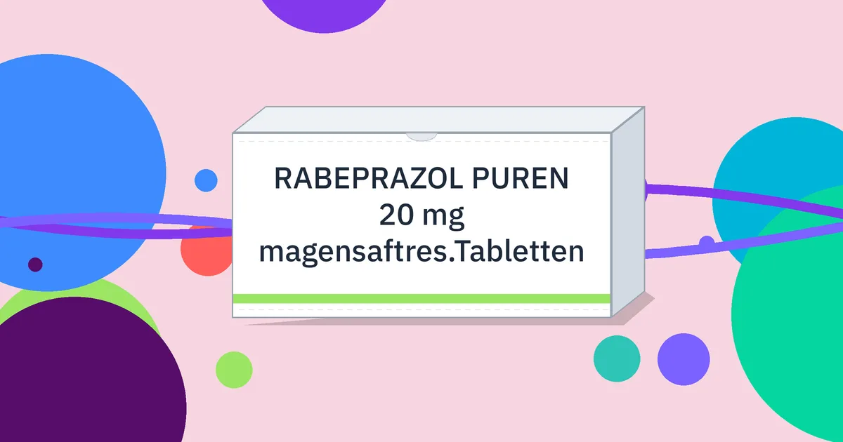 Symbolbild: Packung mit der Aufschrift RABEPRAZOL PUREN 20 mg magensaftres.Tabletten (PZN 11357886) – Verfügbarkeit und Bezug in Apotheken in Frankfurt am Main