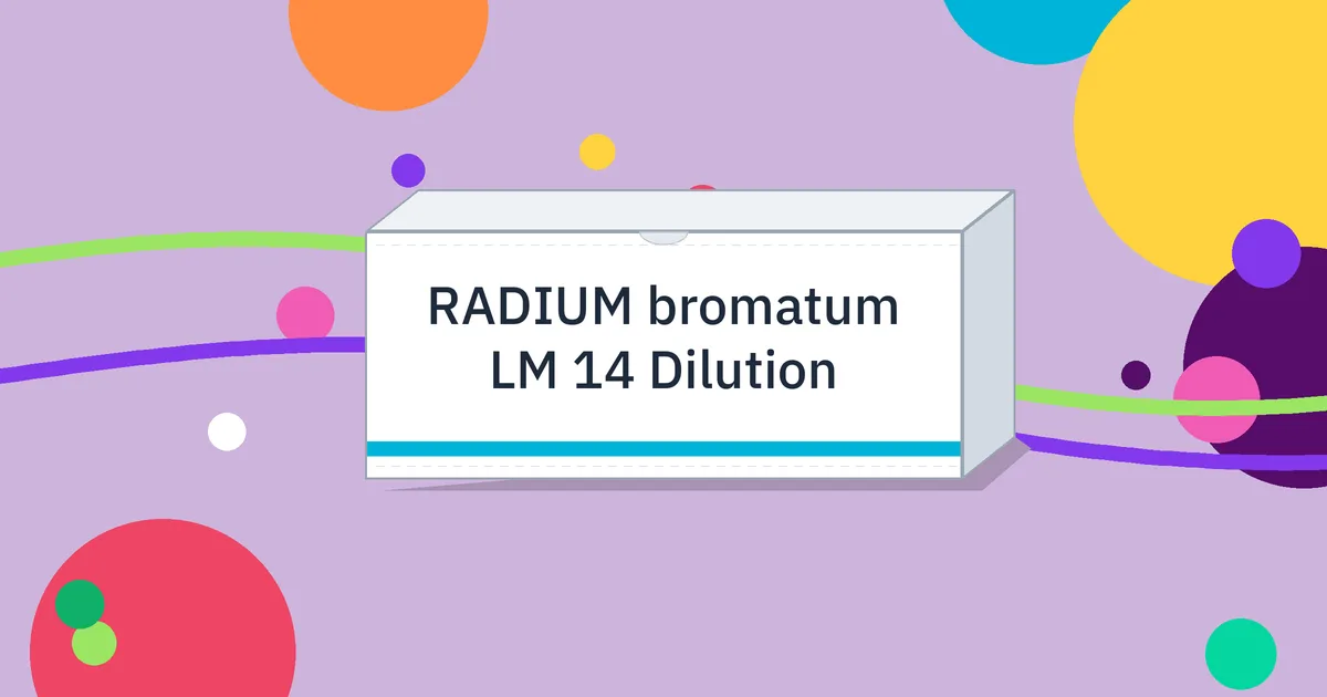 Symbolbild: Packung mit der Aufschrift RADIUM bromatum LM 14 Dilution (PZN 13045926) – Verfügbarkeit und Bezug in Apotheken in Frankfurt am Main