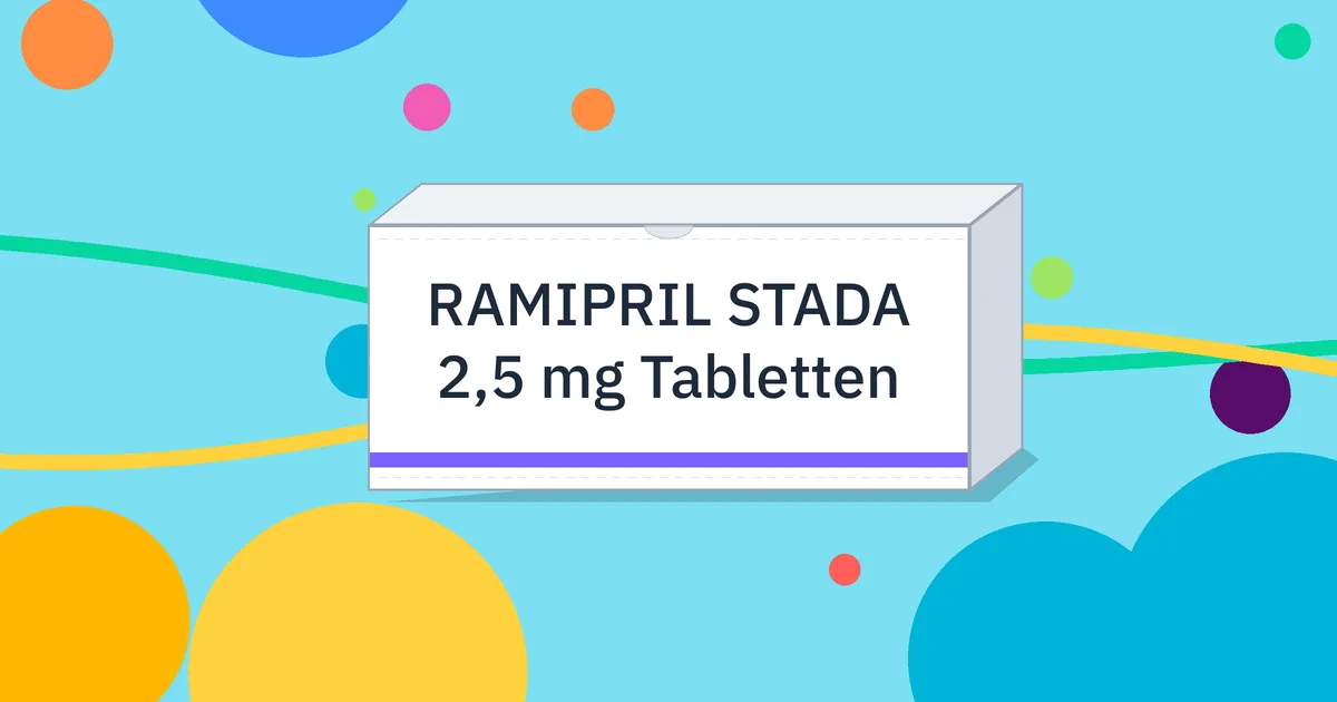 Symbolbild: Packung mit der Aufschrift RAMIPRIL STADA 2,5 mg Tabletten (PZN 04213879) – Verfügbarkeit und Bezug in Apotheken in Frankfurt am Main