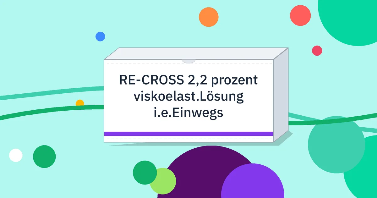 Symbolbild: Packung mit der Aufschrift RE-CROSS 2,2 prozent viskoelast.Lösung i.e.Einwegs (PZN 19238891) – Verfügbarkeit und Bezug in Apotheken in Frankfurt am Main