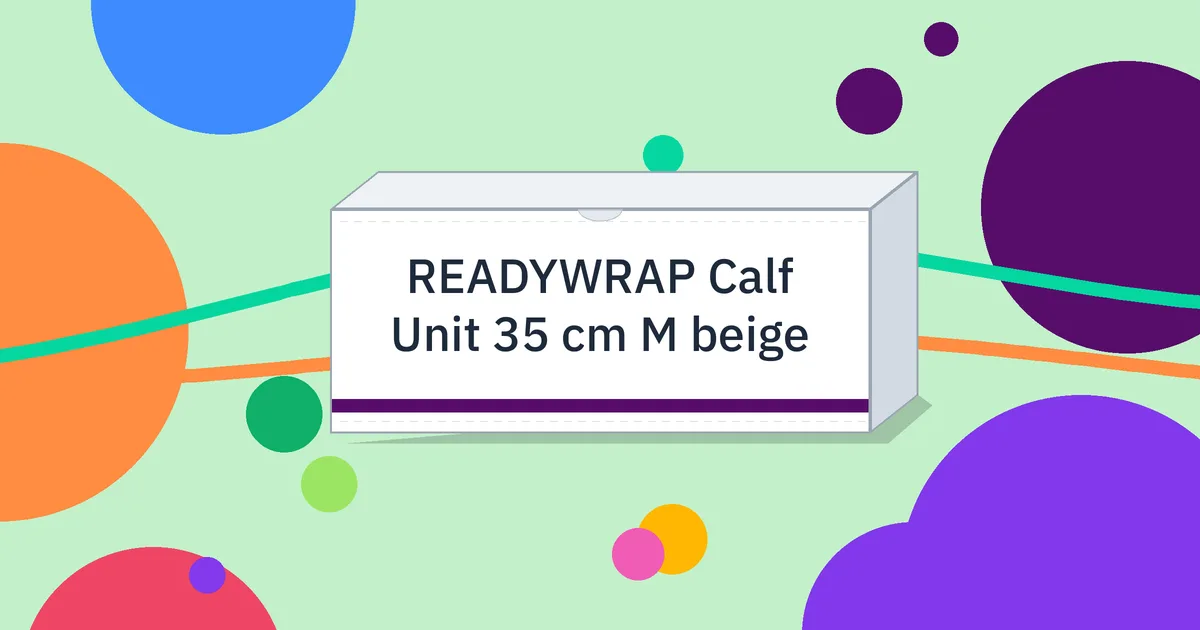 Symbolbild: Packung mit der Aufschrift READYWRAP Calf Unit 35 cm M beige (PZN 16566548) – Verfügbarkeit und Bezug in Apotheken in Frankfurt am Main
