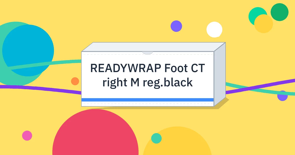 Symbolbild: Packung mit der Aufschrift READYWRAP Foot CT right M reg.black (PZN 18009094) – Verfügbarkeit und Bezug in Apotheken in Frankfurt am Main