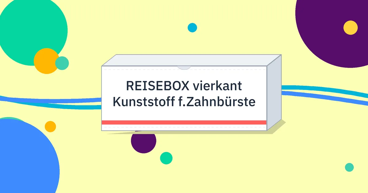 Symbolbild: Packung mit der Aufschrift REISEBOX vierkant Kunststoff f.Zahnbürste (PZN 03150177) – Verfügbarkeit und Bezug in Apotheken in Frankfurt am Main