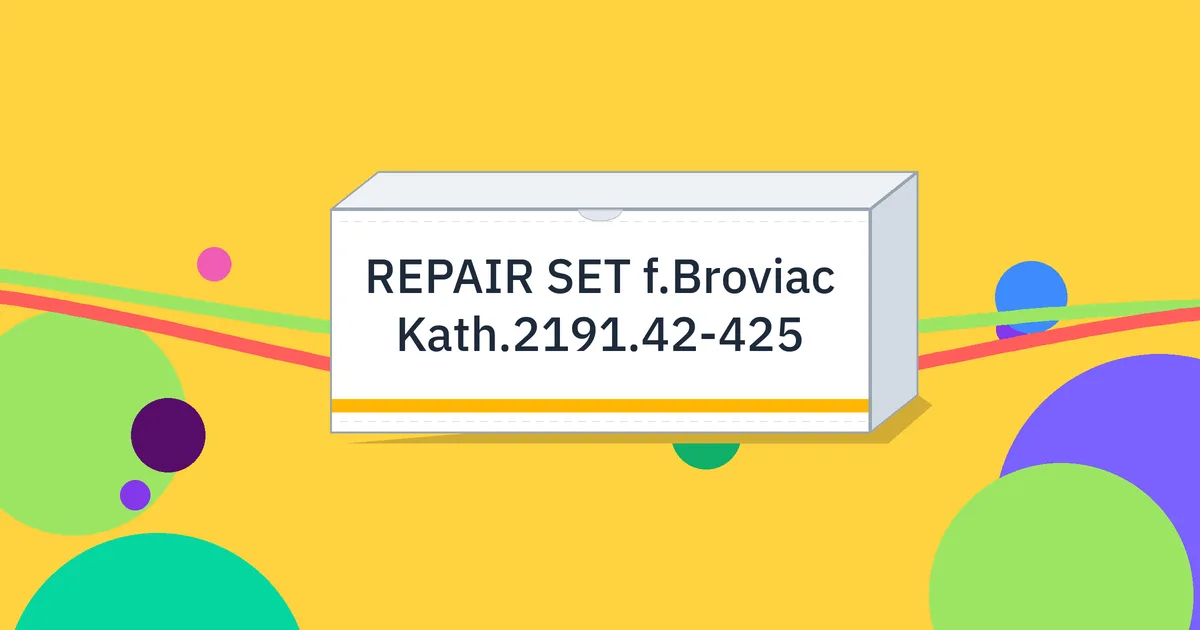 Symbolbild: Packung mit der Aufschrift REPAIR SET f.Broviac Kath.2191.42-425 (PZN 09398381) – Verfügbarkeit und Bezug in Apotheken in Frankfurt am Main