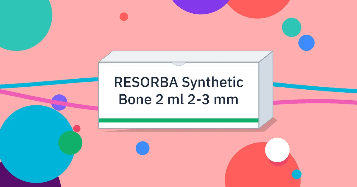 Symbolbild: Packung mit der Aufschrift RESORBA Synthetic Bone 2 ml 2-3 mm (PZN 16857607) – Verfügbarkeit und Bezug in Apotheken in Frankfurt am Main