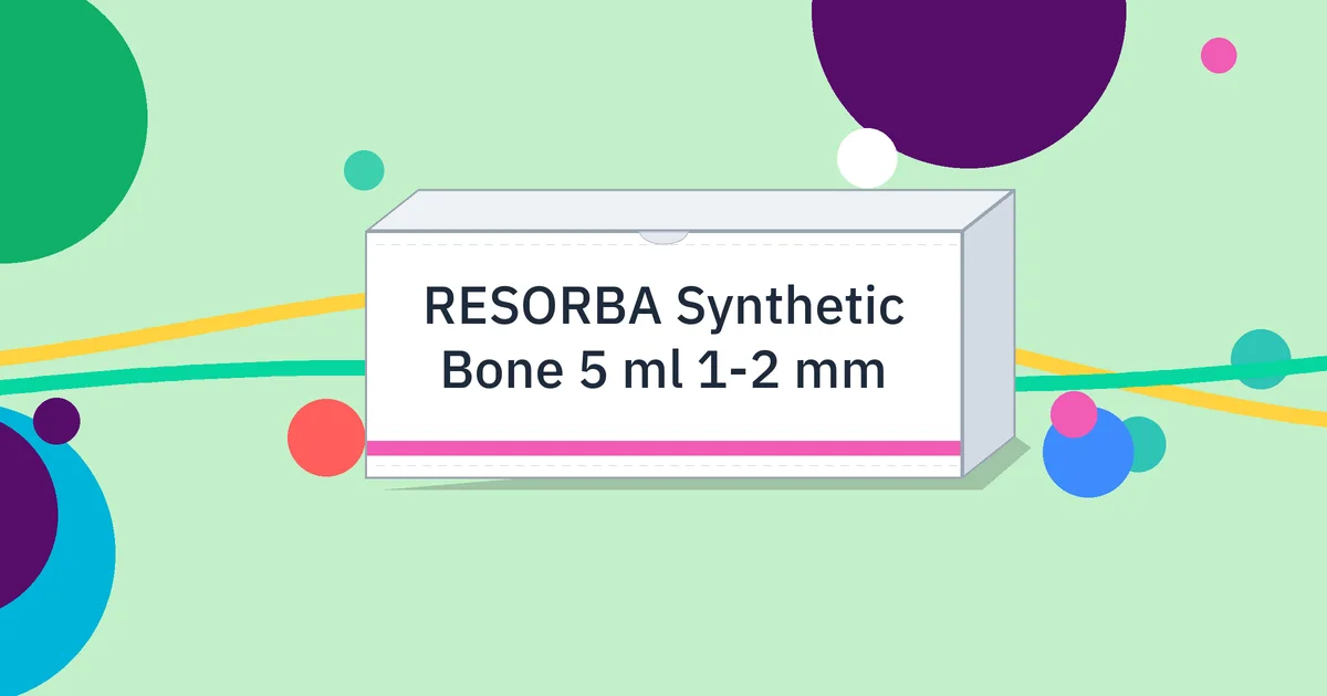 Symbolbild: Packung mit der Aufschrift RESORBA Synthetic Bone 5 ml 1-2 mm (PZN 16857323) – Verfügbarkeit und Bezug in Apotheken in Frankfurt am Main