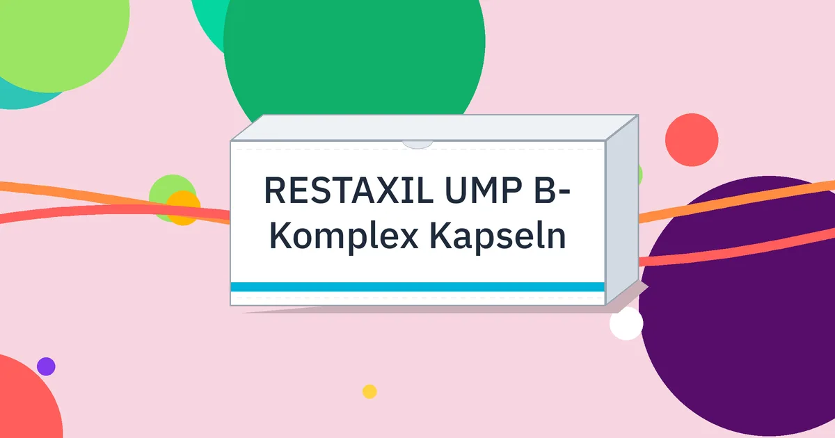 Symbolbild: Packung mit der Aufschrift RESTAXIL UMP B-Komplex Kapseln (PZN 16198895) – Verfügbarkeit und Bezug in Apotheken in Frankfurt am Main