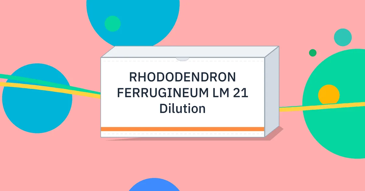 Symbolbild: Packung mit der Aufschrift RHODODENDRON FERRUGINEUM LM 21 Dilution (PZN 13051424) – Verfügbarkeit und Bezug in Apotheken in Frankfurt am Main