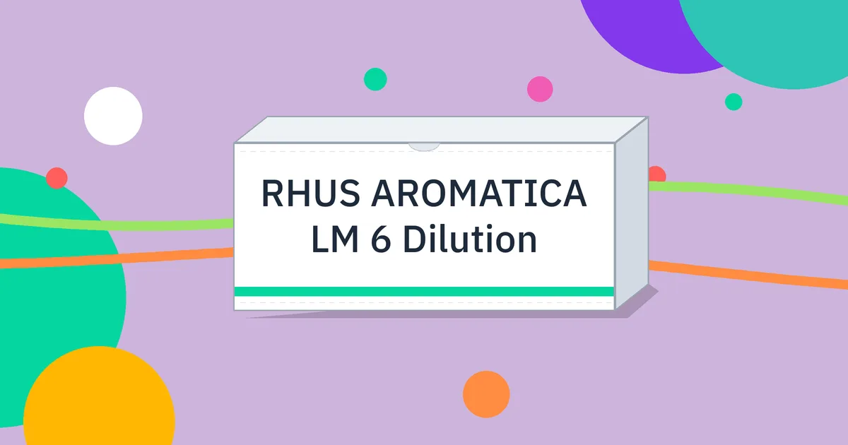 Symbolbild: Packung mit der Aufschrift RHUS AROMATICA LM 6 Dilution (PZN 13051714) – Verfügbarkeit und Bezug in Apotheken in Frankfurt am Main