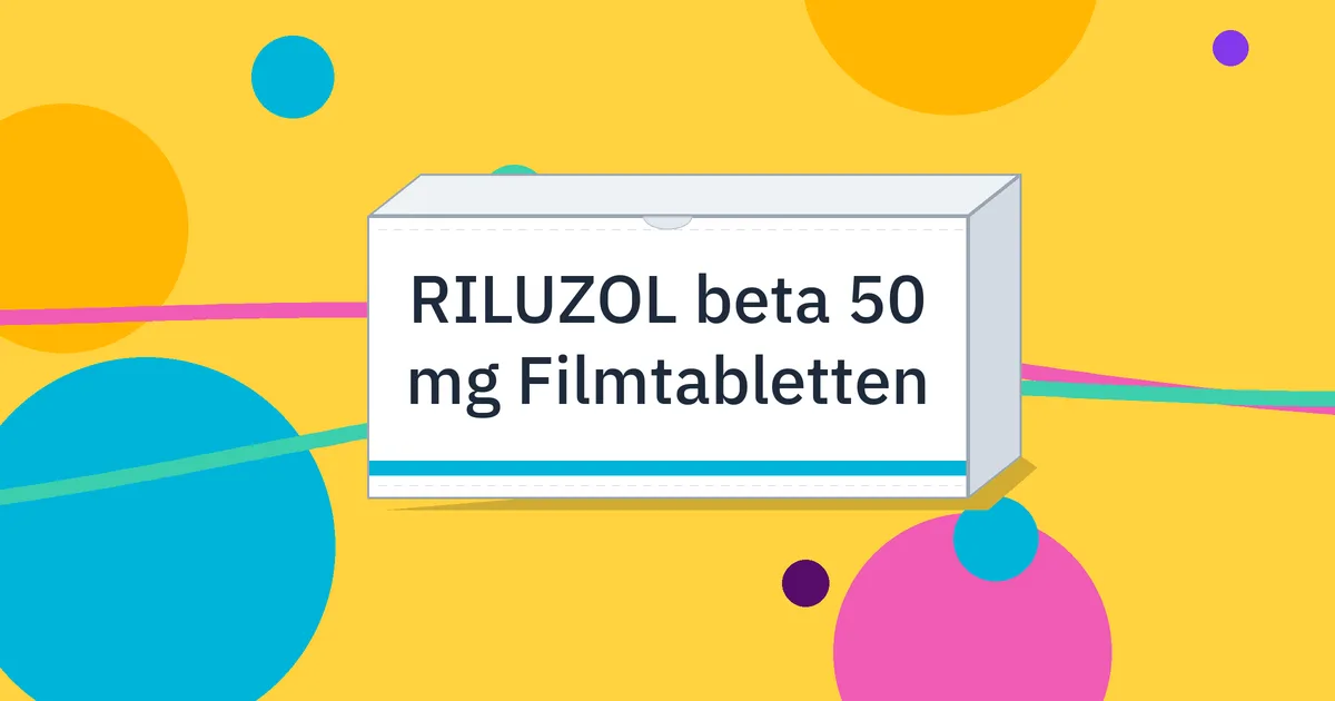 Symbolbild: Packung mit der Aufschrift RILUZOL beta 50 mg Filmtabletten (PZN 03781400) – Verfügbarkeit und Bezug in Apotheken in Frankfurt am Main