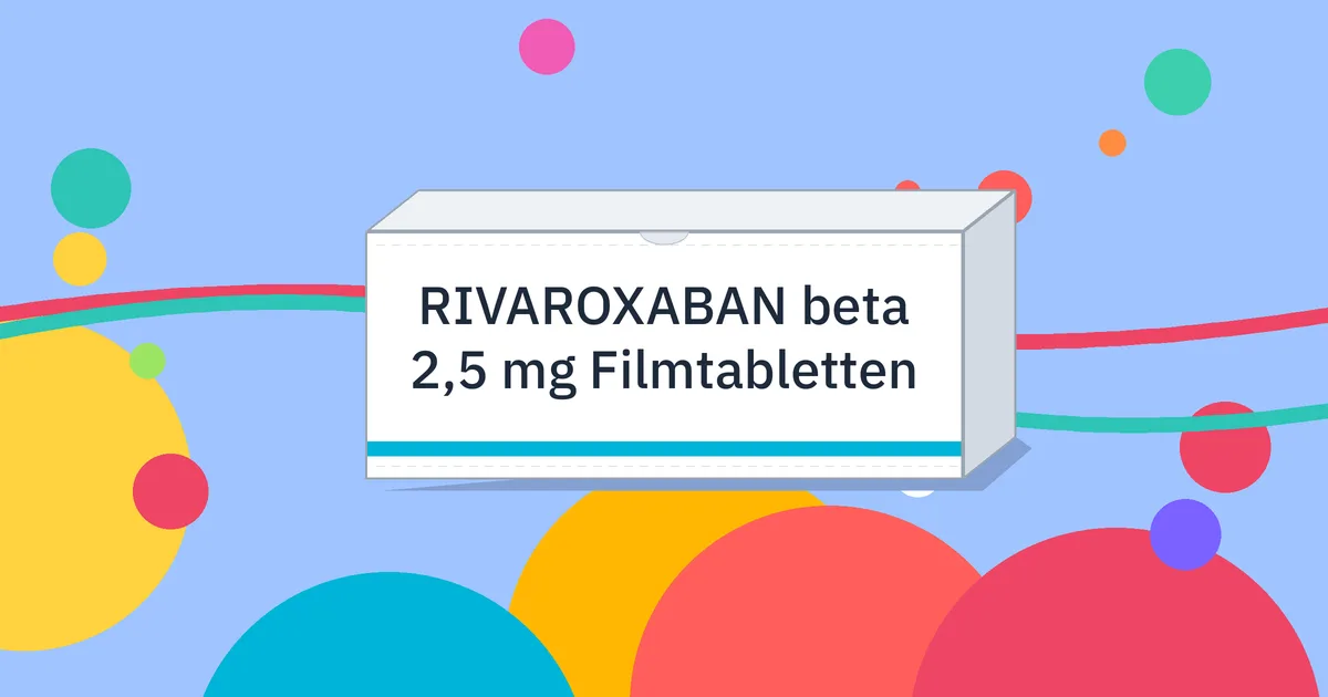 Symbolbild: Packung mit der Aufschrift RIVAROXABAN beta 2,5 mg Filmtabletten (PZN 18808145) – Verfügbarkeit und Bezug in Apotheken in Frankfurt am Main