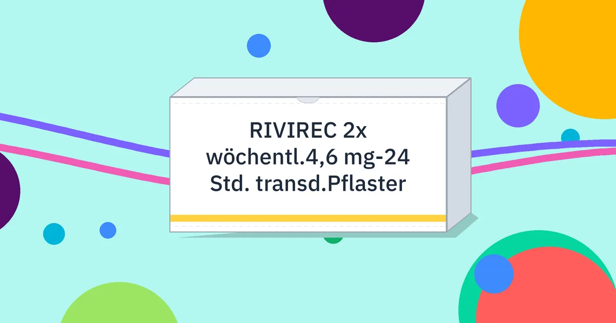 Symbolbild: Packung mit der Aufschrift RIVIREC 2x wöchentl.4,6 mg-24 Std. transd.Pflaster (PZN 17943705) – Verfügbarkeit und Bezug in Apotheken in Frankfurt am Main