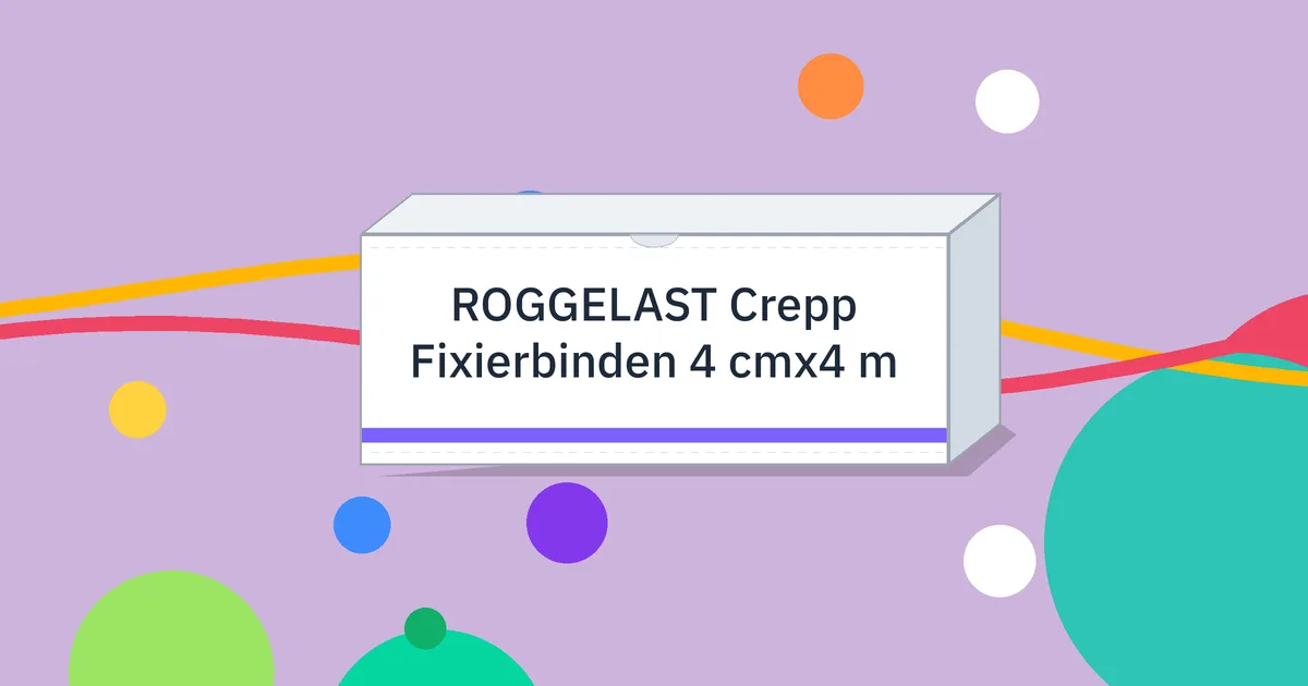 Symbolbild: Packung mit der Aufschrift ROGGELAST Crepp Fixierbinden 4 cmx4 m (PZN 08601325) – Verfügbarkeit und Bezug in Apotheken in Frankfurt am Main