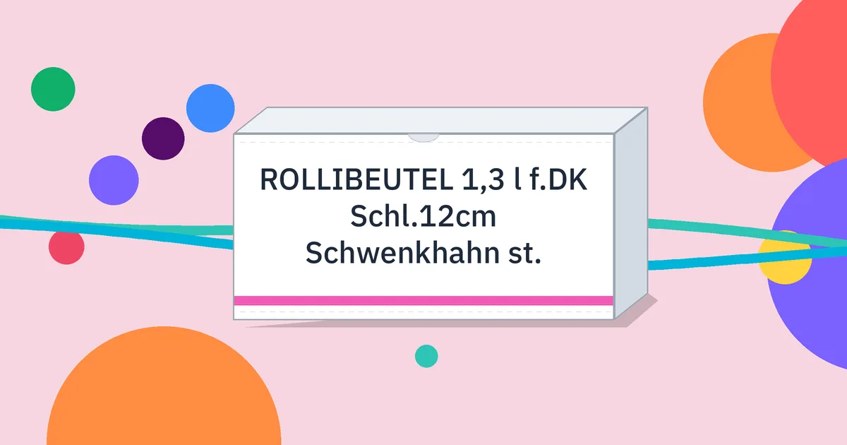 Symbolbild: Packung mit der Aufschrift ROLLIBEUTEL 1,3 l f.DK Schl.12cm Schwenkhahn st. (PZN 01224339) – Verfügbarkeit und Bezug in Apotheken in Frankfurt am Main