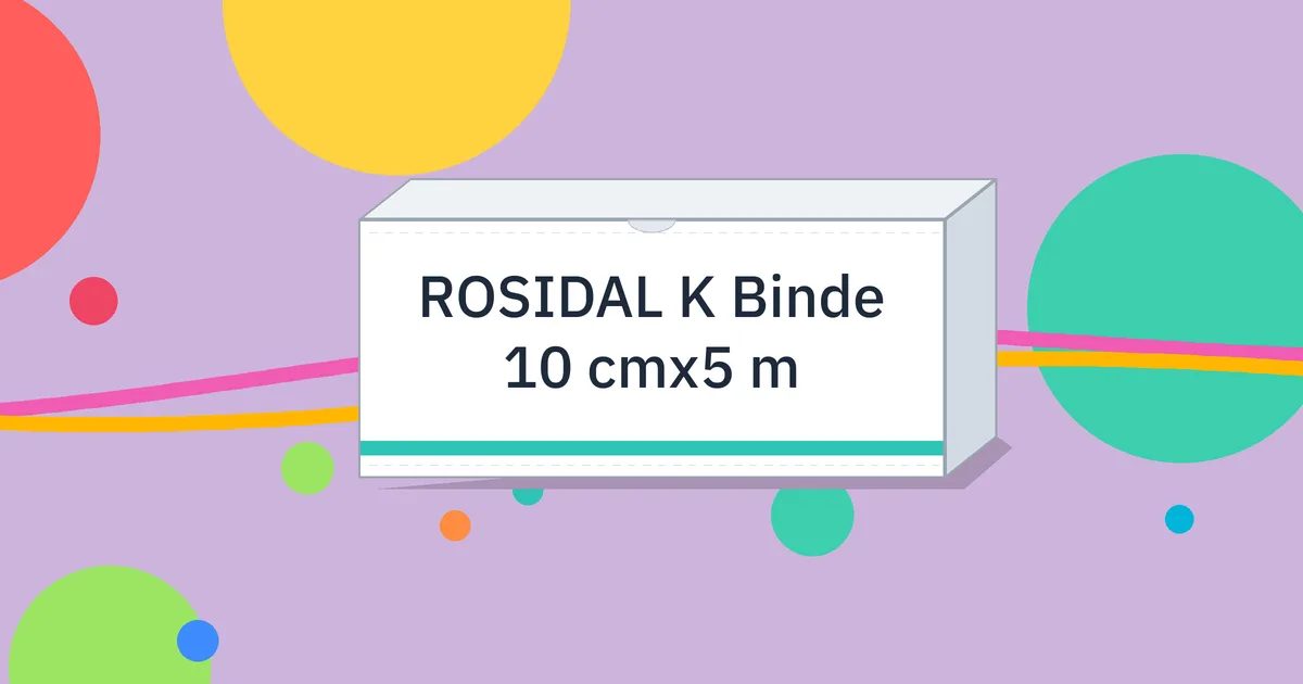 Symbolbild: Packung mit der Aufschrift ROSIDAL K Binde 10 cmx5 m (PZN 20918355) – Verfügbarkeit und Bezug in Apotheken in Frankfurt am Main