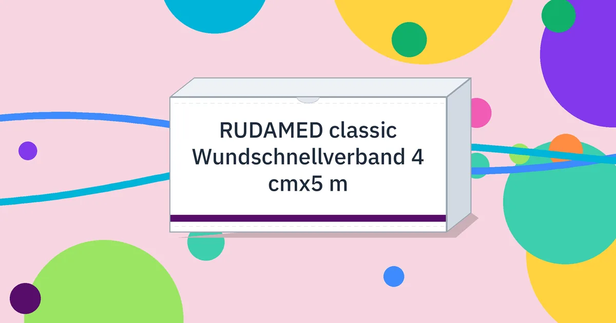 Symbolbild: Packung mit der Aufschrift RUDAMED classic Wundschnellverband 4 cmx5 m (PZN 15892501) – Verfügbarkeit und Bezug in Apotheken in Frankfurt am Main