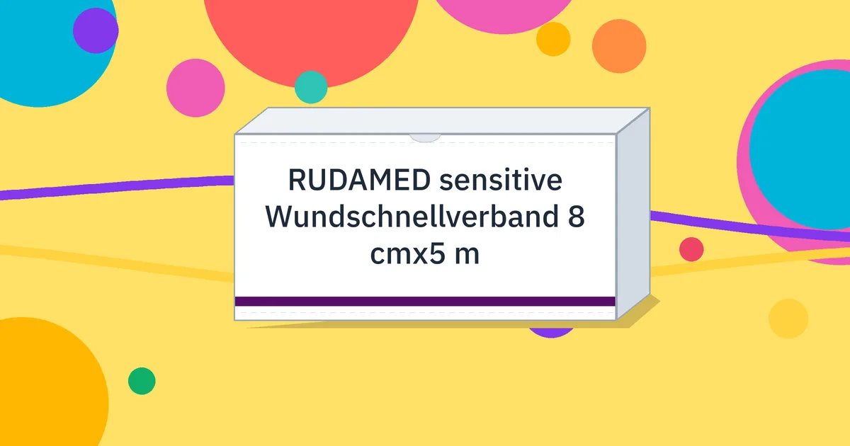 Symbolbild: Packung mit der Aufschrift RUDAMED sensitive Wundschnellverband 8 cmx5 m (PZN 15892659) – Verfügbarkeit und Bezug in Apotheken in Frankfurt am Main