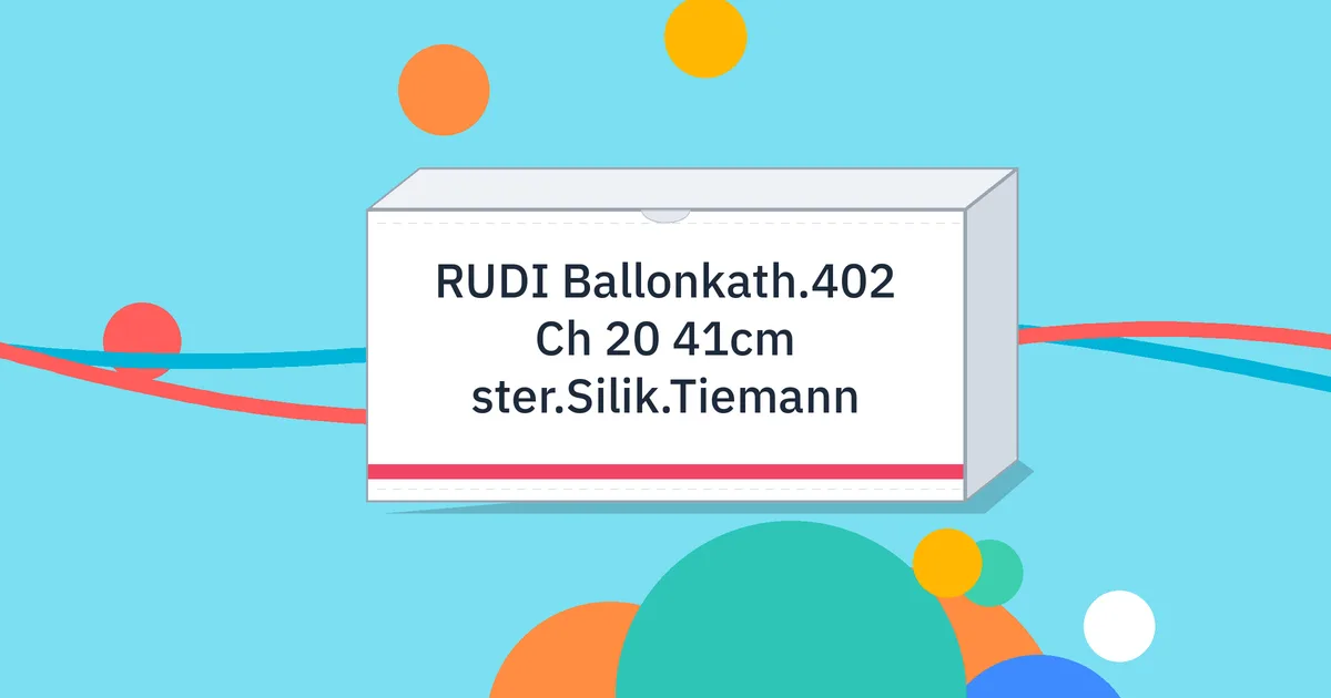 Symbolbild: Packung mit der Aufschrift RUDI Ballonkath.402 Ch 20 41cm ster.Silik.Tiemann (PZN 18086551) – Verfügbarkeit und Bezug in Apotheken in Frankfurt am Main