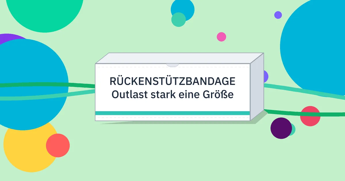 Symbolbild: Packung mit der Aufschrift RÜCKENSTÜTZBANDAGE Outlast stark eine Größe (PZN 10830056) – Verfügbarkeit und Bezug in Apotheken in Frankfurt am Main