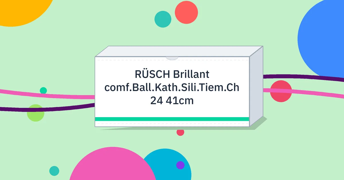 Symbolbild: Packung mit der Aufschrift RÜSCH Brillant comf.Ball.Kath.Sili.Tiem.Ch 24 41cm (PZN 02370089) – Verfügbarkeit und Bezug in Apotheken in Frankfurt am Main