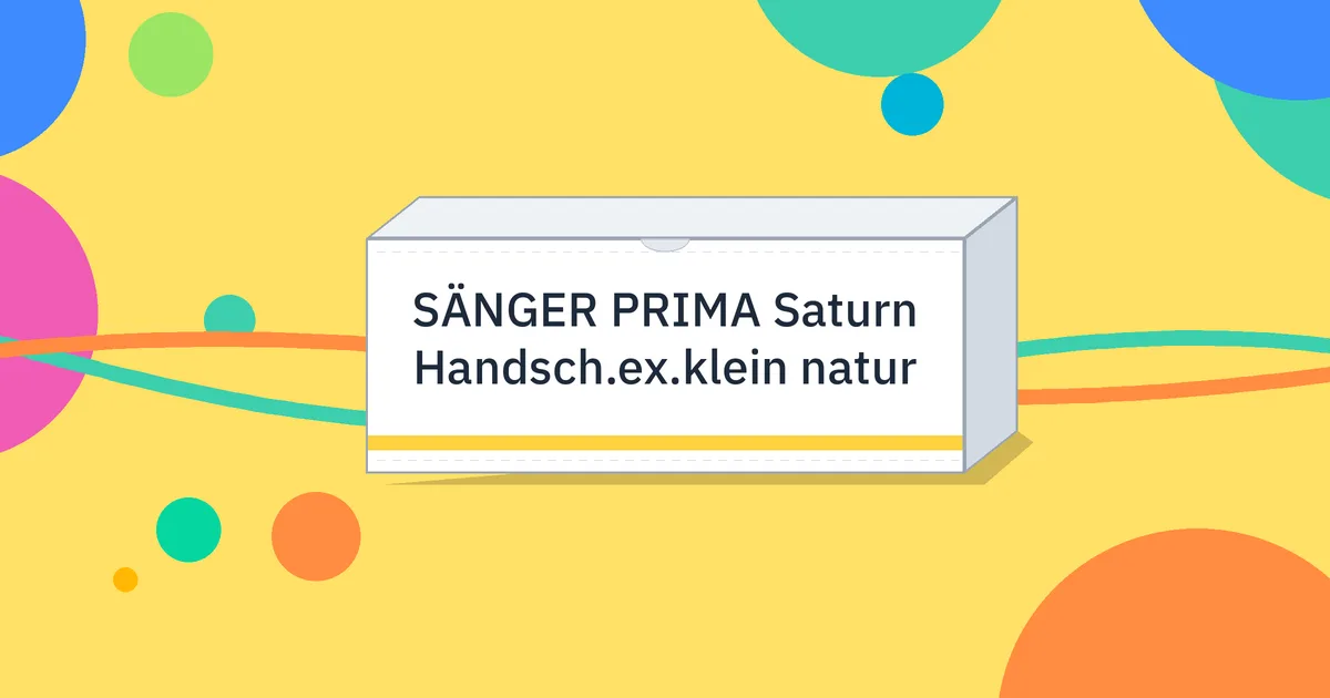 Symbolbild: Packung mit der Aufschrift SÄNGER PRIMA Saturn Handsch.ex.klein natur (PZN 01071120) – Verfügbarkeit und Bezug in Apotheken in Frankfurt am Main