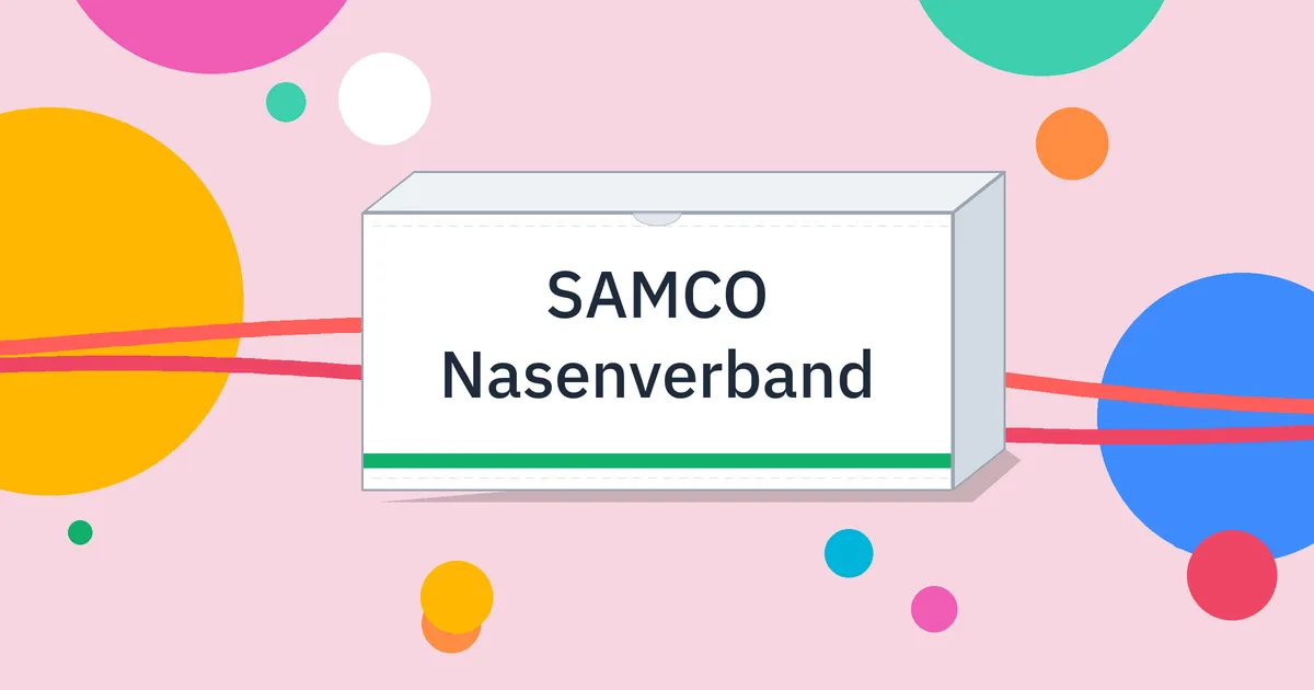 Symbolbild: Packung mit der Aufschrift SAMCO Nasenverband (PZN 09888524) – Verfügbarkeit und Bezug in Apotheken in Frankfurt am Main