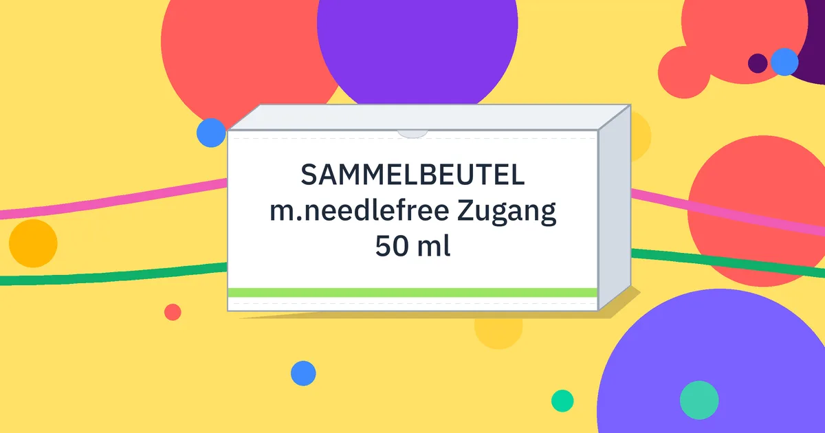 Symbolbild: Packung mit der Aufschrift SAMMELBEUTEL m.needlefree Zugang 50 ml (PZN 20522864) – Verfügbarkeit und Bezug in Apotheken in Frankfurt am Main