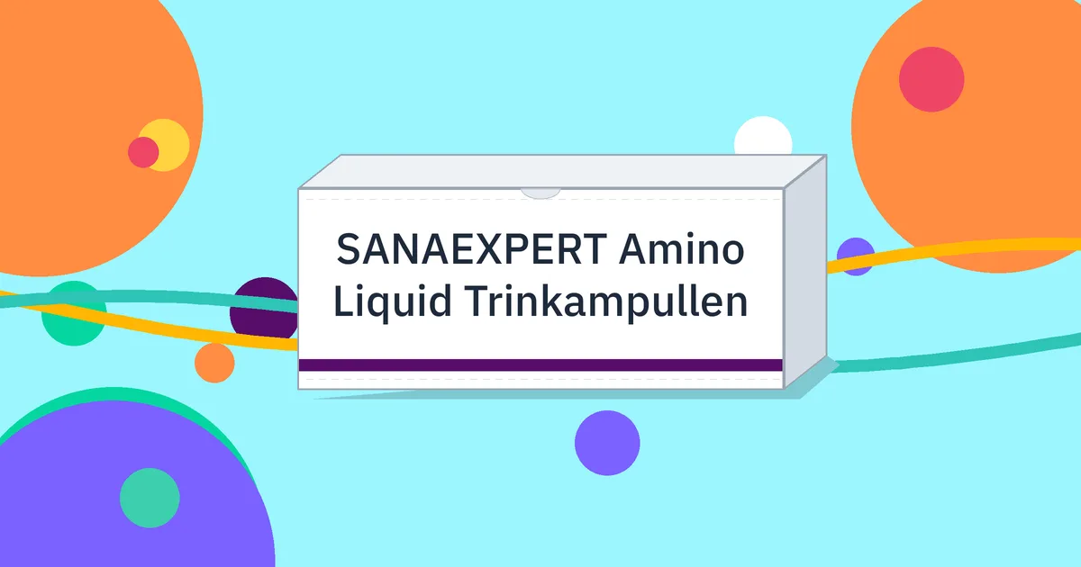 Symbolbild: Packung mit der Aufschrift SANAEXPERT Amino Liquid Trinkampullen (PZN 03043518) – Verfügbarkeit und Bezug in Apotheken in Frankfurt am Main