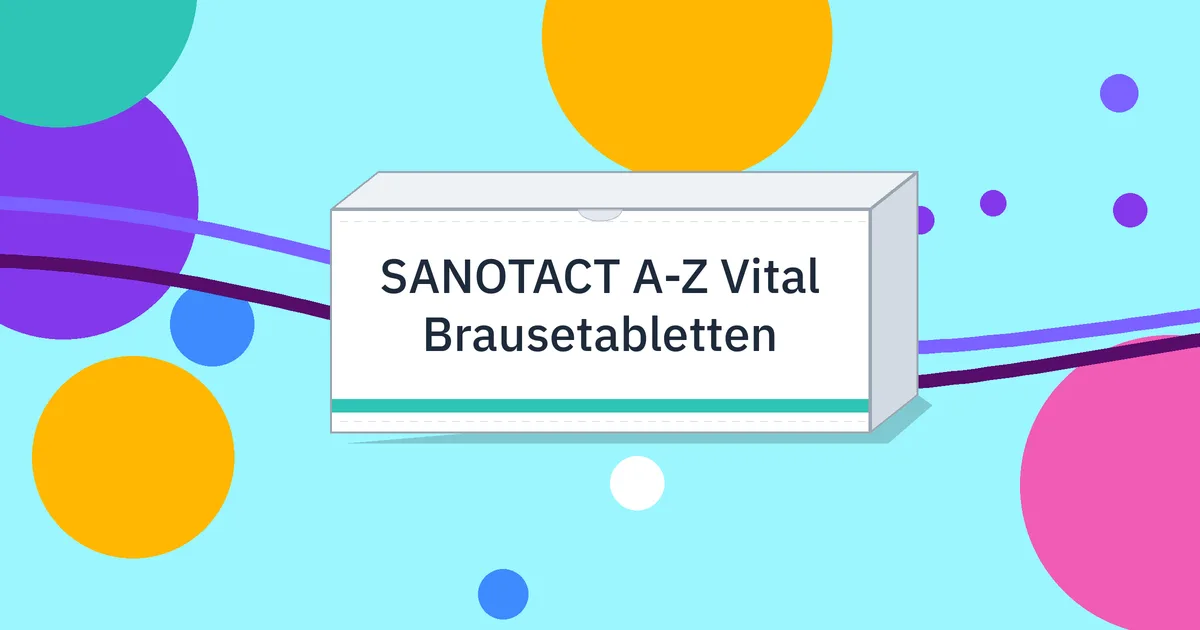 Symbolbild: Packung mit der Aufschrift SANOTACT A-Z Vital Brausetabletten (PZN 19484408) – Verfügbarkeit und Bezug in Apotheken in Frankfurt am Main