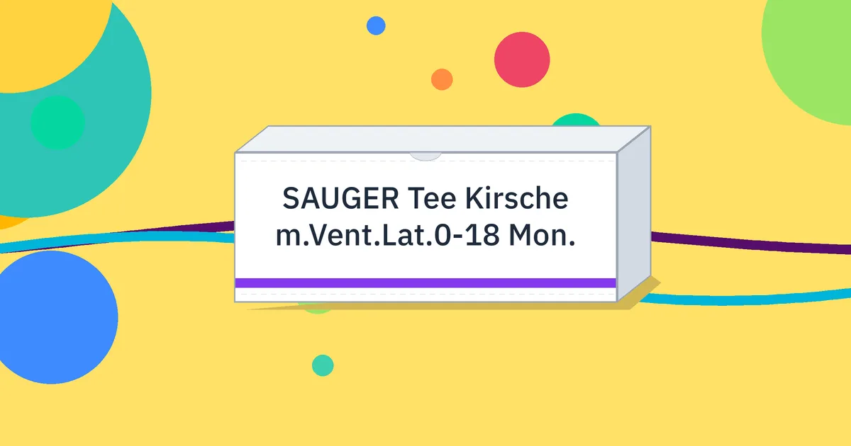 Symbolbild: Packung mit der Aufschrift SAUGER Tee Kirsche m.Vent.Lat.0-18 Mon. (PZN 00225087) – Verfügbarkeit und Bezug in Apotheken in Frankfurt am Main