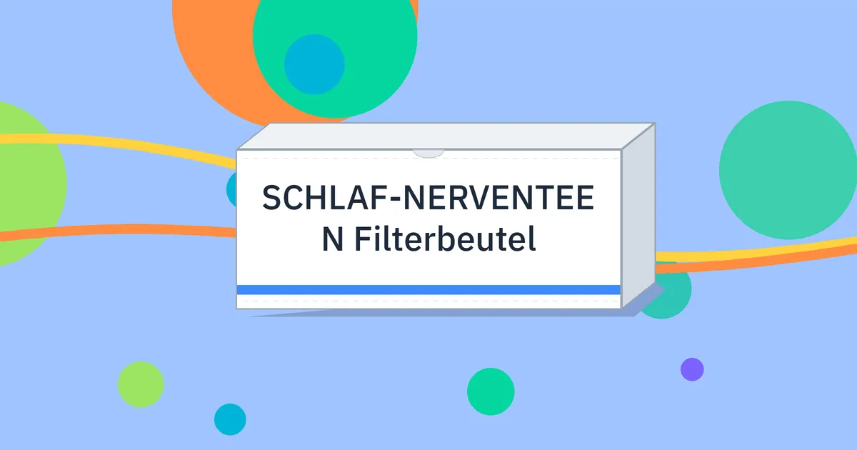 Symbolbild: Packung mit der Aufschrift SCHLAF-NERVENTEE N Filterbeutel (PZN 09731633) – Verfügbarkeit und Bezug in Apotheken in Frankfurt am Main