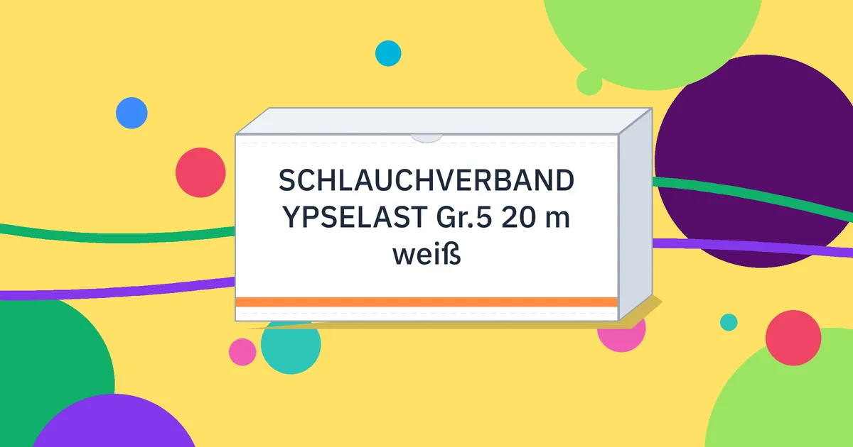 Symbolbild: Packung mit der Aufschrift SCHLAUCHVERBAND YPSELAST Gr.5 20 m weiß (PZN 04473818) – Verfügbarkeit und Bezug in Apotheken in Frankfurt am Main