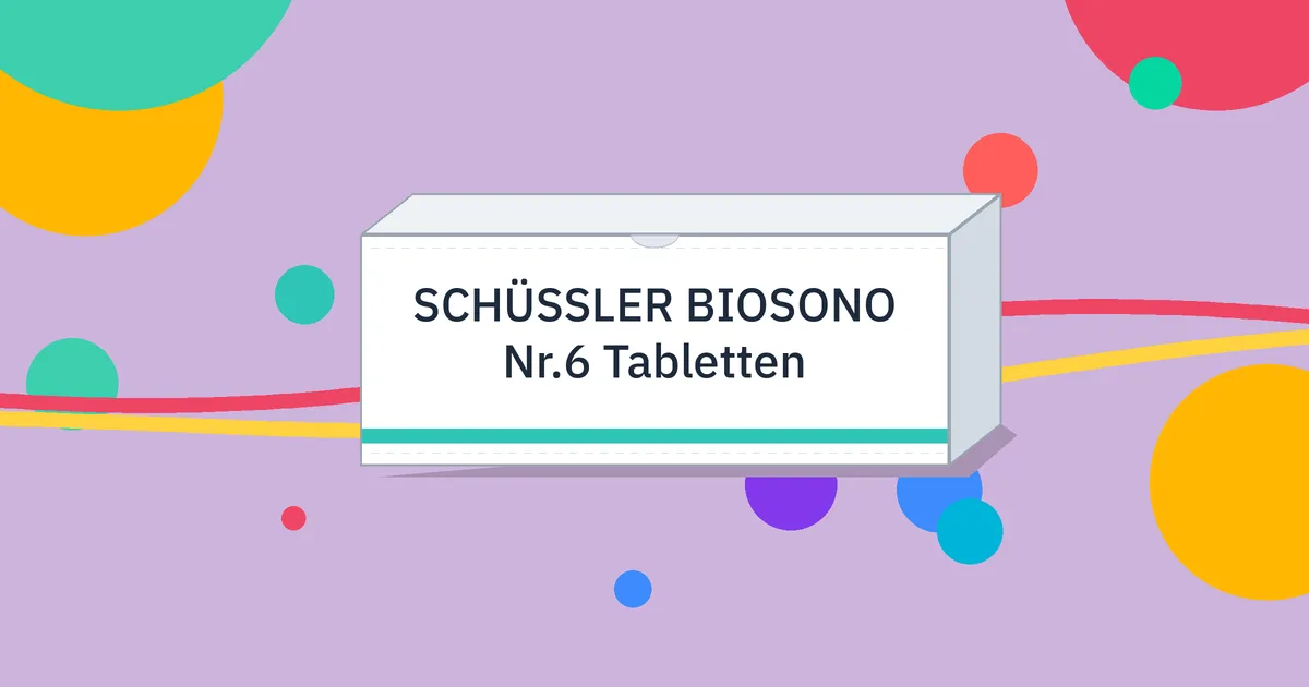 Symbolbild: Packung mit der Aufschrift SCHÜSSLER BIOSONO Nr.6 Tabletten (PZN 04660762) – Verfügbarkeit und Bezug in Apotheken in Frankfurt am Main