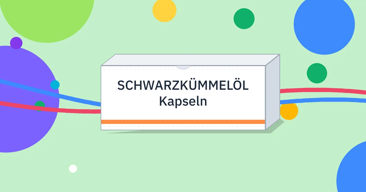 Symbolbild: Packung mit der Aufschrift SCHWARZKÜMMELÖL Kapseln (PZN 01278921) – Verfügbarkeit und Bezug in Apotheken in Frankfurt am Main