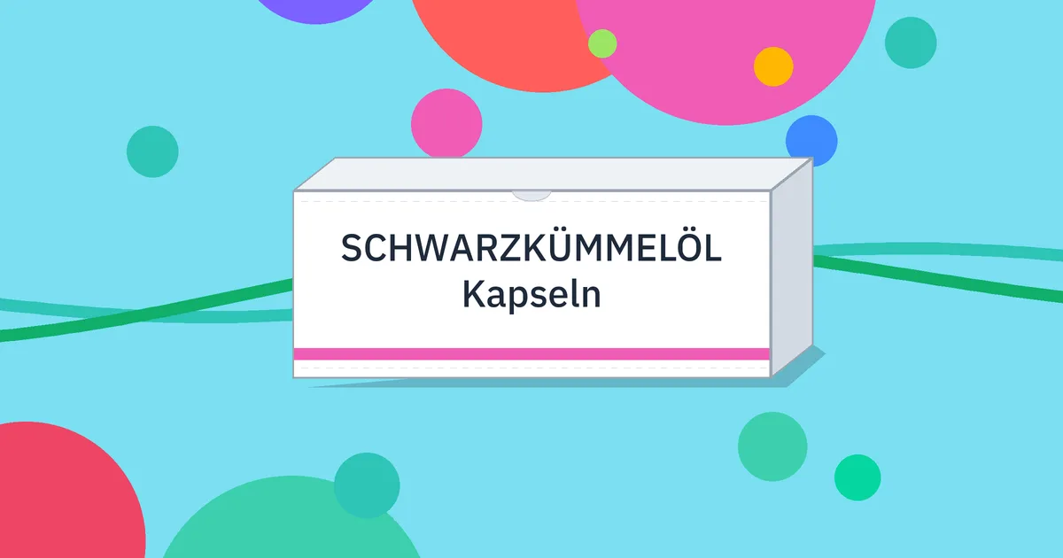 Symbolbild: Packung mit der Aufschrift SCHWARZKÜMMELÖL Kapseln (PZN 19228059) – Verfügbarkeit und Bezug in Apotheken in Frankfurt am Main