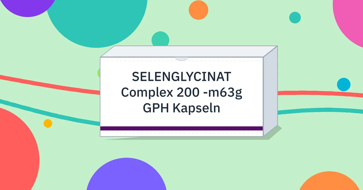 Symbolbild: Packung mit der Aufschrift SELENGLYCINAT Complex 200 -m63g GPH Kapseln (PZN 10190510) – Verfügbarkeit und Bezug in Apotheken in Frankfurt am Main