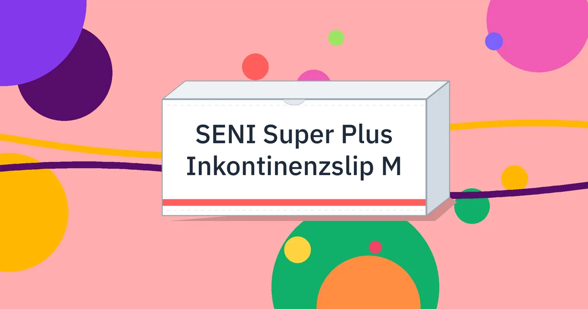 Symbolbild: Packung mit der Aufschrift SENI Super Plus Inkontinenzslip M (PZN 02599892) – Verfügbarkeit und Bezug in Apotheken in Frankfurt am Main