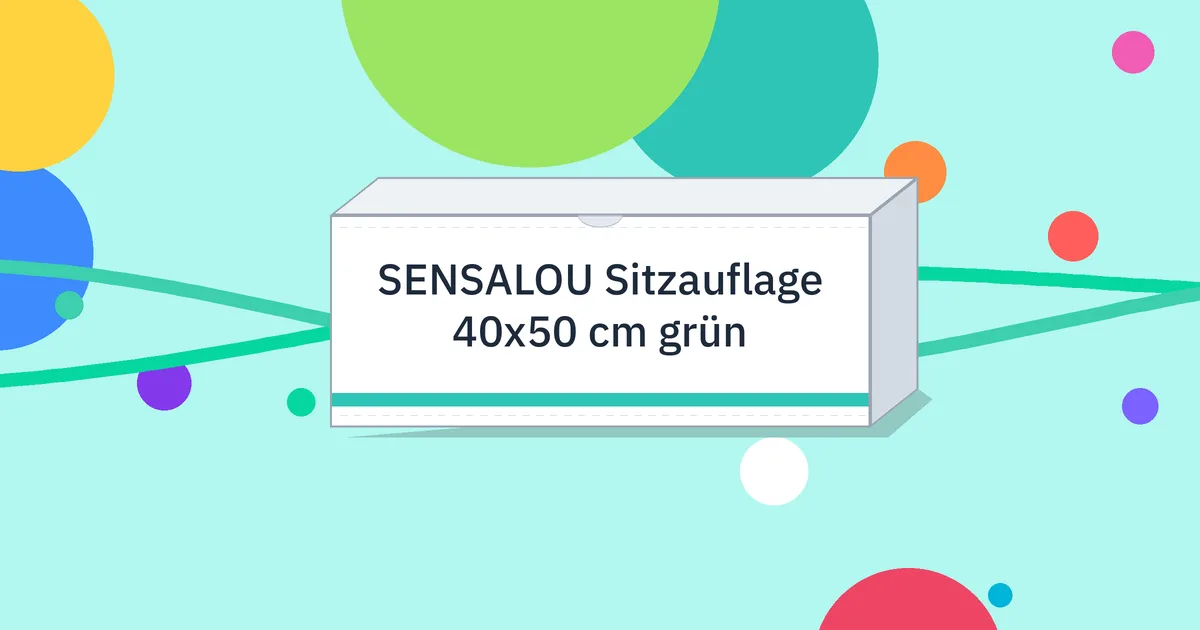 Symbolbild: Packung mit der Aufschrift SENSALOU Sitzauflage 40x50 cm grün (PZN 19427592) – Verfügbarkeit und Bezug in Apotheken in Frankfurt am Main