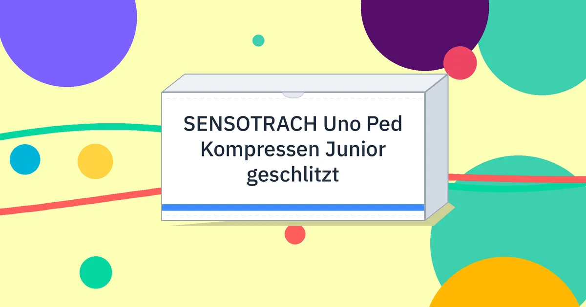 Symbolbild: Packung mit der Aufschrift SENSOTRACH Uno Ped Kompressen Junior geschlitzt (PZN 16006298) – Verfügbarkeit und Bezug in Apotheken in Frankfurt am Main