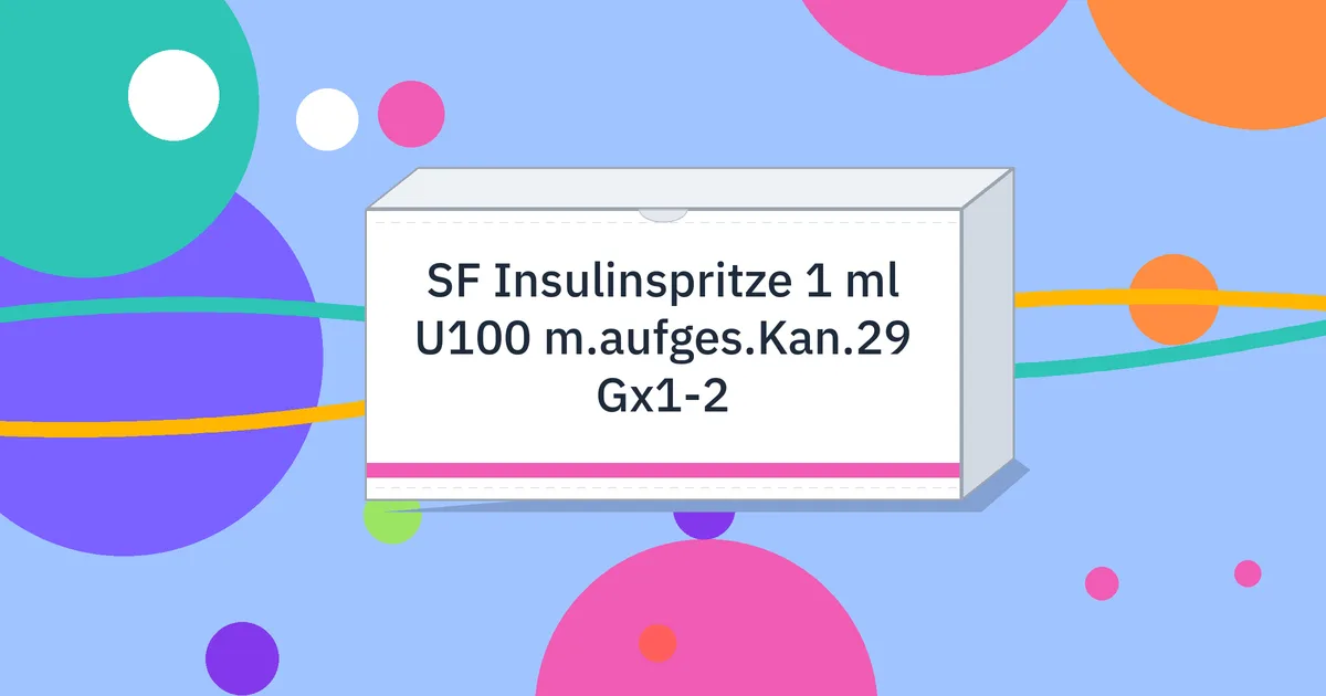 Symbolbild: Packung mit der Aufschrift SF Insulinspritze 1 ml U100 m.aufges.Kan.29 Gx1-2 (PZN 17280593) – Verfügbarkeit und Bezug in Apotheken in Frankfurt am Main