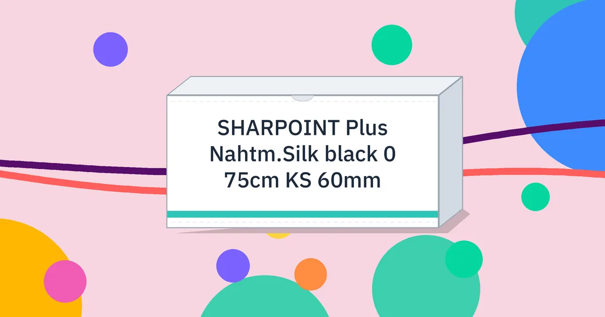 Symbolbild: Packung mit der Aufschrift SHARPOINT Plus Nahtm.Silk black 0 75cm KS 60mm (PZN 17995010) – Verfügbarkeit und Bezug in Apotheken in Frankfurt am Main