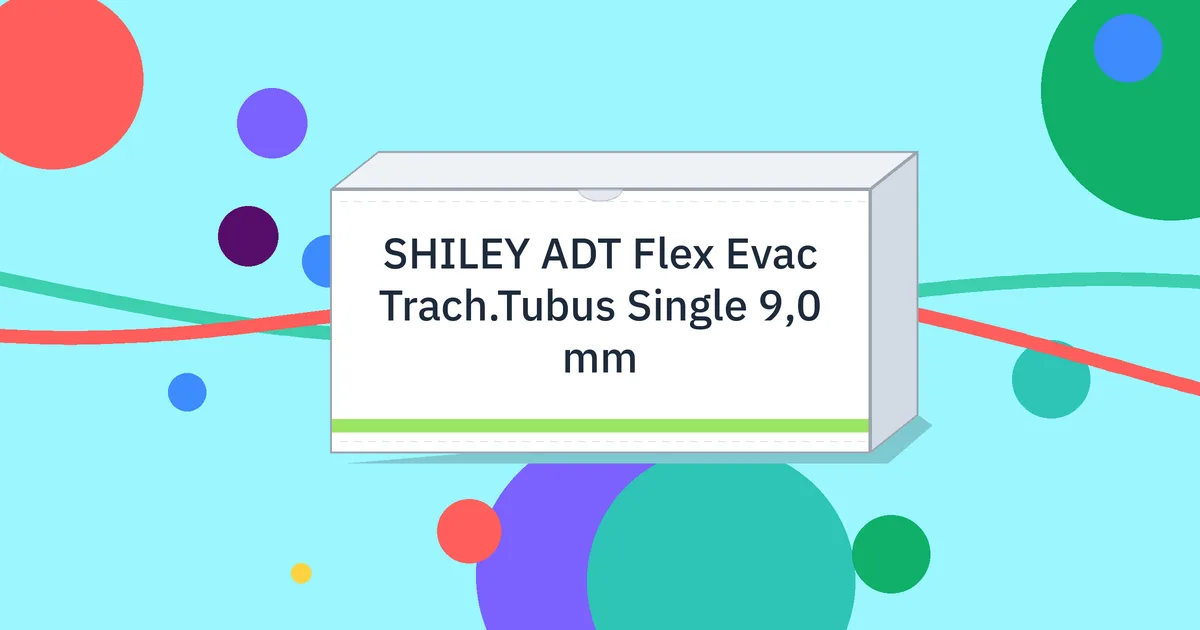Symbolbild: Packung mit der Aufschrift SHILEY ADT Flex Evac Trach.Tubus Single 9,0 mm (PZN 18410632) – Verfügbarkeit und Bezug in Apotheken in Frankfurt am Main