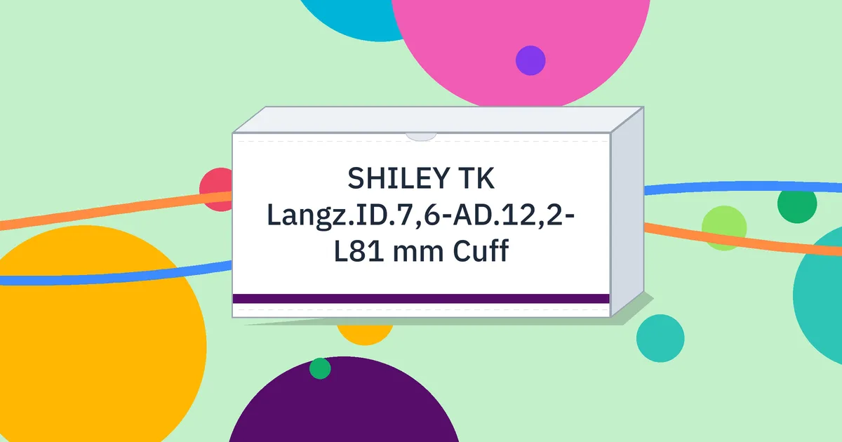 Symbolbild: Packung mit der Aufschrift SHILEY TK Langz.ID.7,6-AD.12,2-L81 mm Cuff (PZN 03380546) – Verfügbarkeit und Bezug in Apotheken in Frankfurt am Main