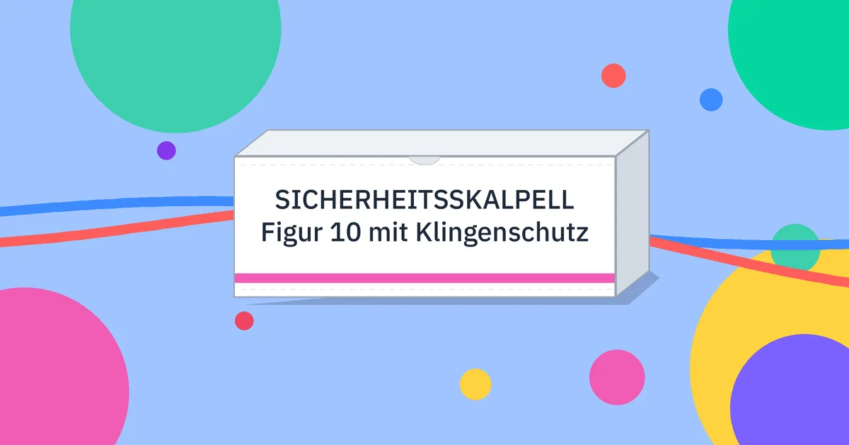 Symbolbild: Packung mit der Aufschrift SICHERHEITSSKALPELL Figur 10 mit Klingenschutz (PZN 12389109) – Verfügbarkeit und Bezug in Apotheken in Frankfurt am Main