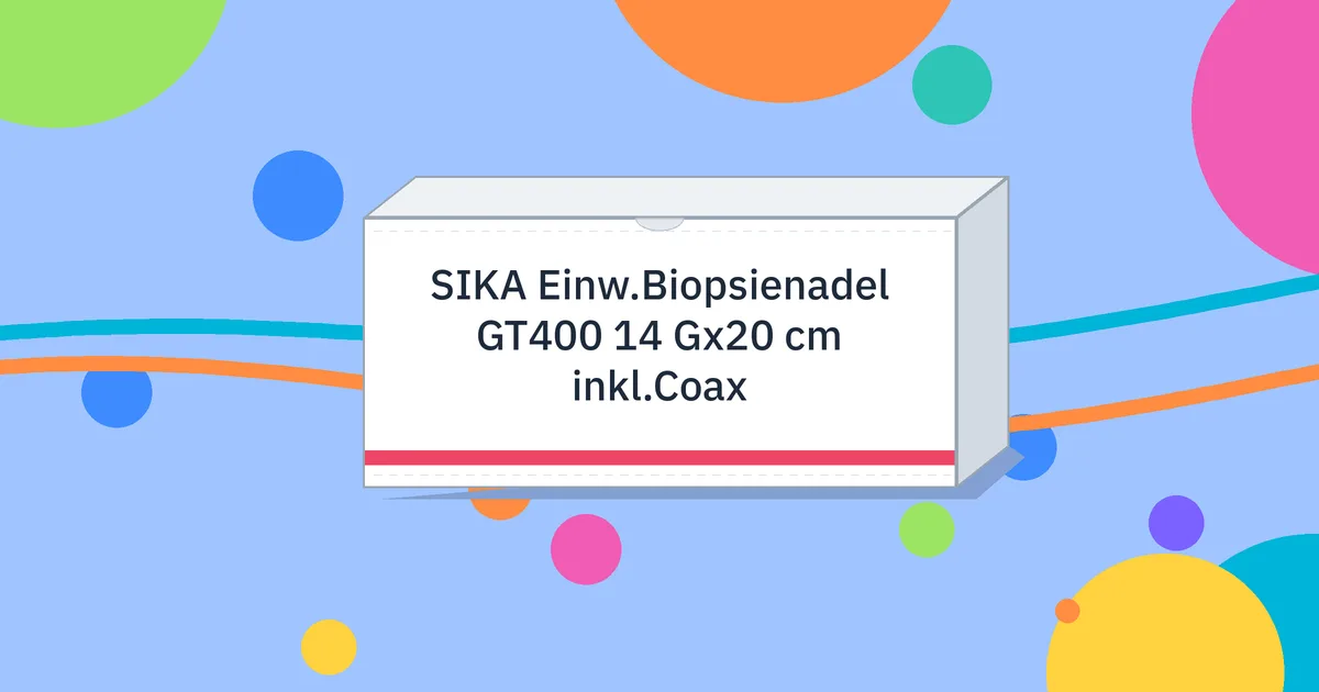 Symbolbild: Packung mit der Aufschrift SIKA Einw.Biopsienadel GT400 14 Gx20 cm inkl.Coax (PZN 20287854) – Verfügbarkeit und Bezug in Apotheken in Frankfurt am Main