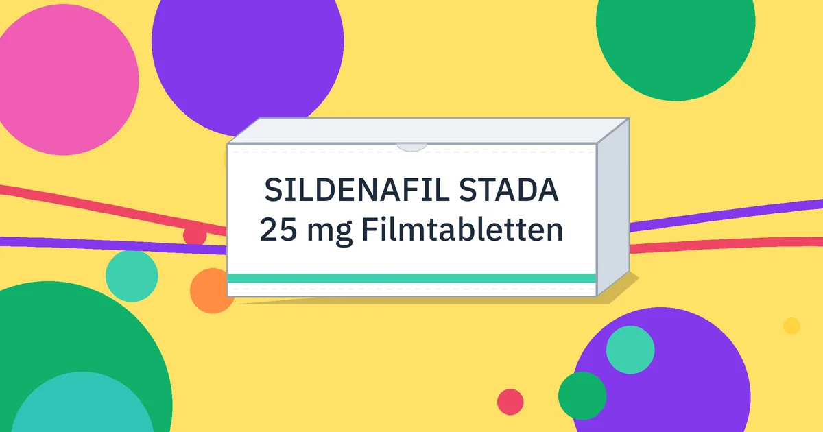 Symbolbild: Packung mit der Aufschrift SILDENAFIL STADA 25 mg Filmtabletten (PZN 01795958) – Verfügbarkeit und Bezug in Apotheken in Frankfurt am Main